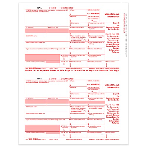 1099 MISC Forms 2022, 4 Part Tax Forms Kit, 25 Vendor Kit of Laser Forms Designed for QuickBooks and Accounting Software