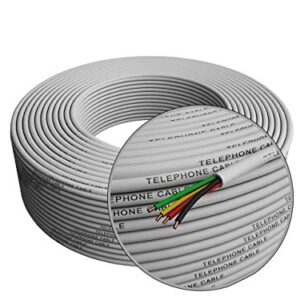 Phone Cable 300ft Rounded White Roll (100m Long) 4x1/0.4 26 AWG Gauge Solid Wire -Round Telephone Cord Line Extension Bulk Rool Reel -compatible with RJ11 4P4C Crimp End Connector Jack - Tupavco TP801