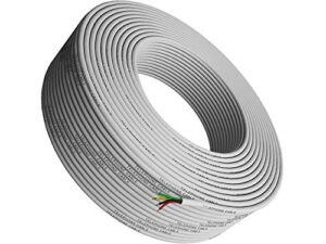 phone cable 300ft rounded white roll (100m long) 4×1/0.4 26 awg gauge solid wire -round telephone cord line extension bulk rool reel -compatible with rj11 4p4c crimp end connector jack – tupavco tp801