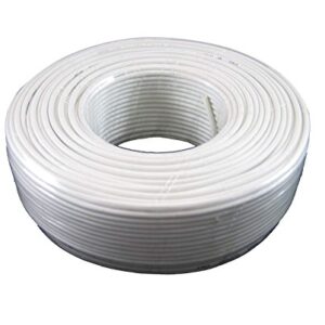 Phone Cable 300ft Rounded White Roll (100m Long) 4x1/0.4 26 AWG Gauge Solid Wire -Round Telephone Cord Line Extension Bulk Rool Reel -compatible with RJ11 4P4C Crimp End Connector Jack - Tupavco TP801