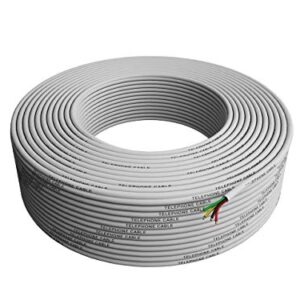 Phone Cable 300ft Rounded White Roll (100m Long) 4x1/0.4 26 AWG Gauge Solid Wire -Round Telephone Cord Line Extension Bulk Rool Reel -compatible with RJ11 4P4C Crimp End Connector Jack - Tupavco TP801