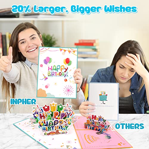 Large Birthday Card, INPHER 3D Pop up Birthday Cards, Light and Music Happy Birthday Card, Musical Birthday Gift Greeting Card for Men, Women, Kids