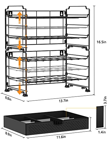 Elbourn Desk Organizer, 4-Tier Office Organization with Drawer, Desktop Paper Holder Letter Tray File Organizers and Accessories Office Supplies Desk Storage for Office School Home - Black