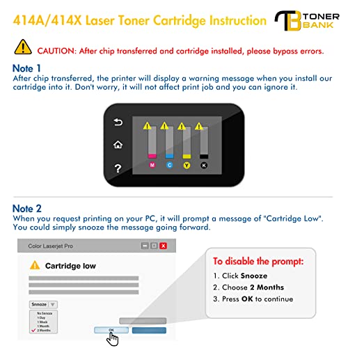 Toner Bank Compatible Toner Cartridge Replacement for HP 414A 414X 414 W2020A Work with Color Pro MFP M479fdw M454dw M479fdn M454dn M479 Laser Printer Ink (Black Cyan Magenta Yellow, 4-Pack)