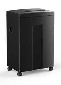 wolverine 10-sheet super micro cut high security level p-5 heavy duty paper/cd/card ultra quiet shredder for home office by 40 mins running time and 6 gallons pullout waste bin sd9112 (black etl)