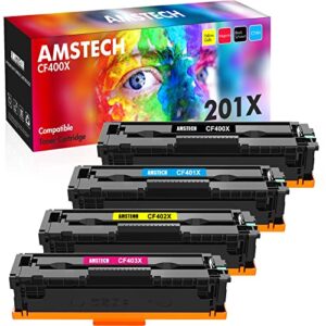 201x 201a toner cartridge 4 pack high-yield compatible replacement for hp 201x cf400x cf401x cf402x cf403x for hp color pro mfp m277dw m252dw m277c6 m252 m277 printer black/cyan/magenta/yellow