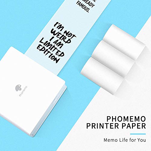 Phomemo M02 Mini Thermal Printer- Bluetooth Thermal Photo Printer with 3 Rolls Transparent Sticker Paper, Compatible with iOS + Android for Plan Journal, Study Notes, Art Creation, Work, Gift