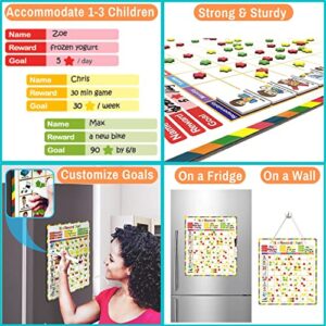 Kanru Behavior Chart for Kids at Home, Magnetic Reward Chart, Responsibility Chart, Chore Chart, Star Chart, Accommodate 1-3 Kids (for Home Use)