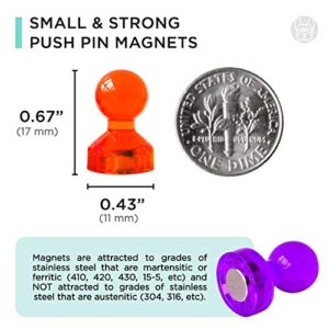 Colorful Push Pin Magnets |56 pc| Fun Magnetic Push Pins Used for Office Magnets, Whiteboard Magnet, Refrigerator Magnets, Classroom Magnets, Calendar Magnets, Map Magnets & Pictures