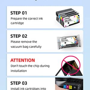 FASTINK Compatible 962XL Ink Cartridges Combo Pack,with Updated Chip,High Yield,Replacement for HP 962XL 962 XL,Works with HP OfficeJet Pro 9010 9015 9015e 9018 9018e 9025 9025e Printer