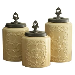 american atelier antique canisters (set of 3), cream