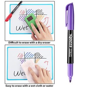 Wet Erase Markers, EZZGOL 12 Colors Bullet Tip Wine Glass Markers, Overhead Transparency Smudge-Free Markers For Dry Erase Whiteboards Schedule Glass and Any Kind of Wet Erase Surface, Wipe with Water