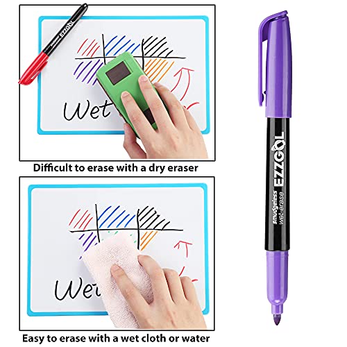 Wet Erase Markers, EZZGOL 12 Colors Bullet Tip Wine Glass Markers, Overhead Transparency Smudge-Free Markers For Dry Erase Whiteboards Schedule Glass and Any Kind of Wet Erase Surface, Wipe with Water