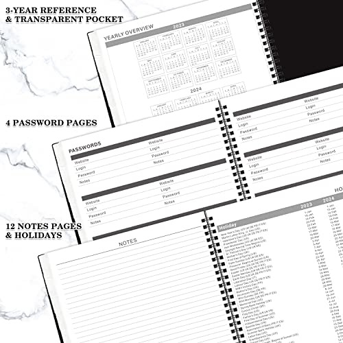 Monthly Planner 2023-2025 - 2023-2025 Monthly Planner With Tabs, Jul. 2023- Jun. 2025, 9" x 11", 24-Month Planner with Pocket & Label, Contacts and Passwords, Thick Paper, Twin-Wire Binding - Black by Artfan