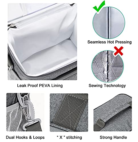 Voova Large Lunch Bag 12 Can (10L) Insulated Leakproof Soft Lunch Box for Adult Men Women, Collapsible Portable Small Cooler Bag Bento Lunchbox for Work Beach Picnic Camping, Grey