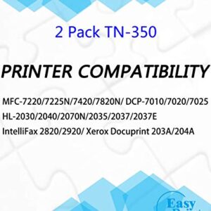 EASYPRINT (2-Pack of Black) Compatible TN-350 Toner Cartridge Replacement for TN350 Used for IntelliFax-2820 2920 MFC-7220 MFC-7420 MFC-7820N Printer