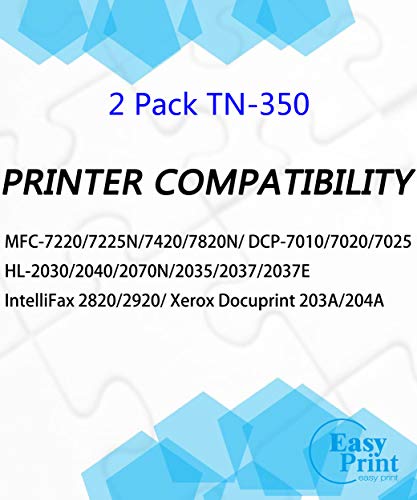 EASYPRINT (2-Pack of Black) Compatible TN-350 Toner Cartridge Replacement for TN350 Used for IntelliFax-2820 2920 MFC-7220 MFC-7420 MFC-7820N Printer