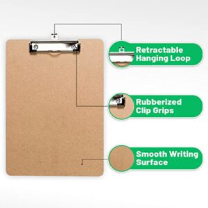 Office Solutions Direct Clipboards with Low Profile Clip (Set of 10) - Wood Clipboards Bulk 10 Pack, Heavy Duty Clipboard, Bulk Classic Clipboards for Classroom, Calendar Office Clipboard Stand up