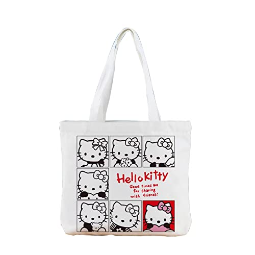 Reusable Kitty's Tote Canvas Bag For Women Cute Aesthetic Shopping Bag/Gym Bag/ Lunch Bag | Book Lovers Gifts, Medium