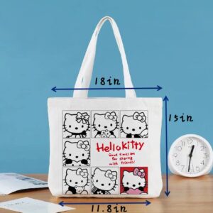 Reusable Kitty's Tote Canvas Bag For Women Cute Aesthetic Shopping Bag/Gym Bag/ Lunch Bag | Book Lovers Gifts, Medium