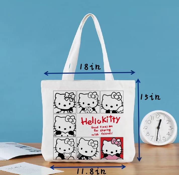 Reusable Kitty's Tote Canvas Bag For Women Cute Aesthetic Shopping Bag/Gym Bag/ Lunch Bag | Book Lovers Gifts, Medium