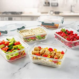 Zulay Kitchen 5 Pack Leak-Proof Glass Food Storage Containers - 36 oz Thick & Durable Glass Meal Prep Containers - Airtight Easy to Clean Glass Storage Containers With Lids