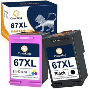 colorking remanufactured ink cartridge replacement for hp 67xl 67 xl for hp envy 6055 6055e 6075 deskjet 2755 2755e 2752 deskjet plus 4155 4155e 4158 envy pro 6455 6452 printer (1 black, 1 tri-color)