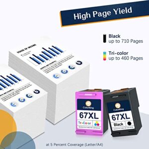 Colorking Remanufactured Ink Cartridge Replacement for HP 67XL 67 XL for HP Envy 6055 6055e 6075 Deskjet 2755 2755e 2752 Deskjet Plus 4155 4155e 4158 Envy Pro 6455 6452 Printer (1 Black, 1 Tri-Color)