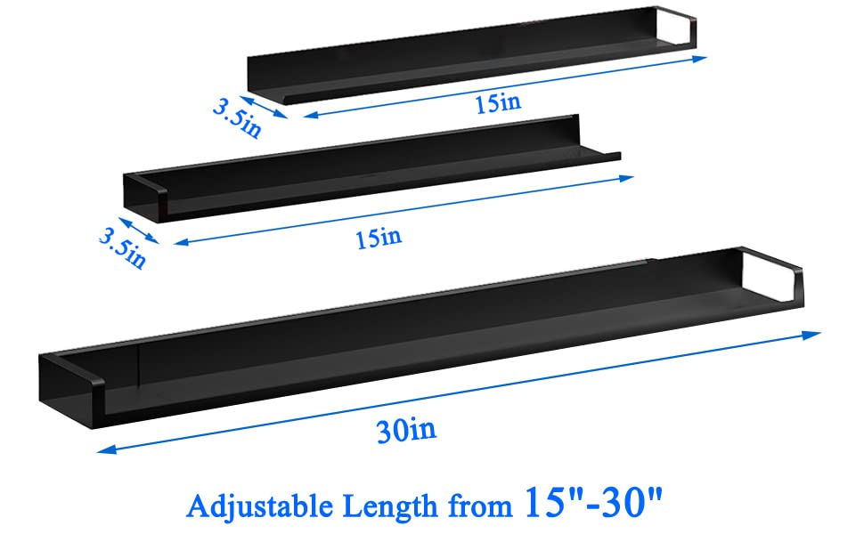 VANGAYH Magnetic Shelf for Stove Top, Shelf Over the Stove Kitchen Magnetic Spice Rack Organizer Storage Adjustable Length from 15"-30" Black