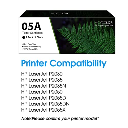 MCYCOLOR 05A Toner Cartridge High Yield Compatible for HP CE505A Replacement for HP P2035 P2035N 2035N P2055DN 2055DN P2030 P2050 P2055X P2055D Printer (2 Black)