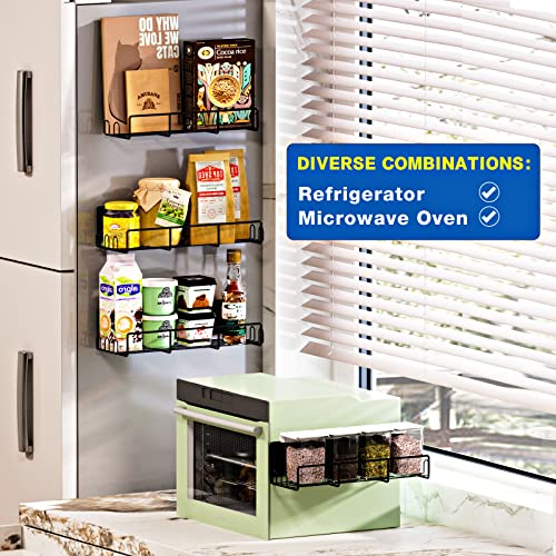 NYYTGE 4 Pack Magnetic Spice Rack Organizer, Refrigerator Organization and Storage, Metal Kitchen Organization Seasoning Organizer Shelf, Magnetic spice rack for Refrigerator Microwave Oven