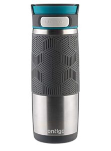 contigo autoseal transit stainless steel travel mug, 16 oz, stainless steel with blue