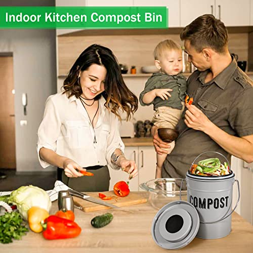 Compost Bin Kitchen Counter, Durmmur 1.0 Gallon Indoor Kitchen Compost Bin, Compost Pail, Countertop Compost Bin with Lid Sealed for Waste Food, Compost Bucket, Easy Clean Compost Container