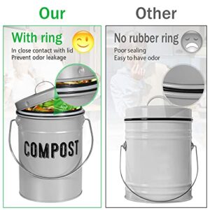 Compost Bin Kitchen Counter, Durmmur 1.0 Gallon Indoor Kitchen Compost Bin, Compost Pail, Countertop Compost Bin with Lid Sealed for Waste Food, Compost Bucket, Easy Clean Compost Container