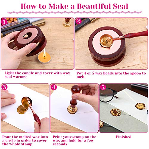 Sealing Wax, Paxcoo 312pcs Sealing Wax Kit with Wax Seal Beads, Wax Seal Warmer, Wax Spoon and Tealight Candles for Wax Stamp Letter Sealing