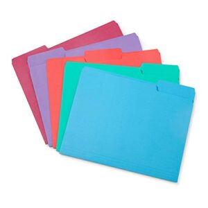 blue summit supplies gem tone file folders, 1/3 cut tab, letter size, assorted colors, great for organizing and easy file storage, 100 per box