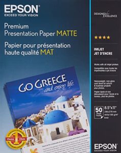 epson heavyweight 8.5×11 matte paper, 50 sheets (s041257),