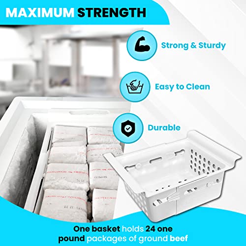 FreezerMax Single Basket - Universal Chest Freezer Organizer Basket -Fits freezers with interior box front to back measurement of 16" to 21 1/2" - Single Adjustable Basket (1 Basket Only)