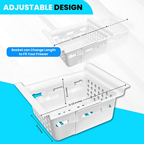 FreezerMax Single Basket - Universal Chest Freezer Organizer Basket -Fits freezers with interior box front to back measurement of 16" to 21 1/2" - Single Adjustable Basket (1 Basket Only)