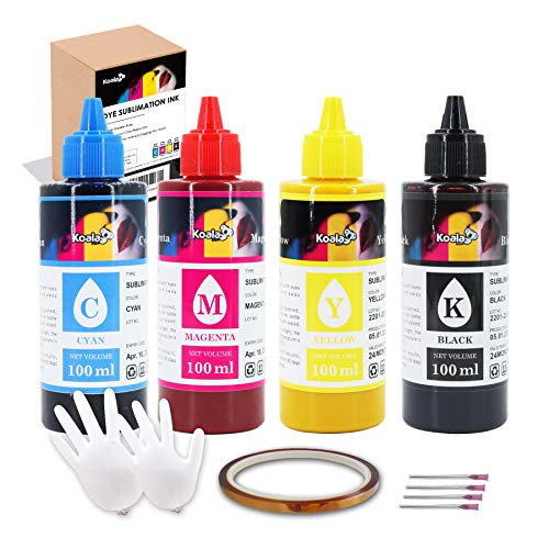 Koala Sublimation Ink Refill Bottle Compatible with ET-2720 ET-2760 ET-2800 ET-2803 ET-2850 ET-3760 WF-7710 WF-7720 C68 C88 for Heat Transfer on Mugs, Polyester Shirts, Mat, etc