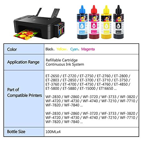 Koala Sublimation Ink Refill Bottle Compatible with ET-2720 ET-2760 ET-2800 ET-2803 ET-2850 ET-3760 WF-7710 WF-7720 C68 C88 for Heat Transfer on Mugs, Polyester Shirts, Mat, etc