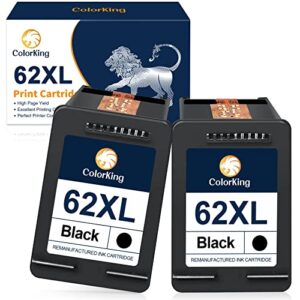 62xl black ink cartridge replacement for hp 62 62 xl remanufactured with envy 5540 5640 5660 7645 7640 officejet 5740 8040 officejet mobile 250 200 series printer (2 black)