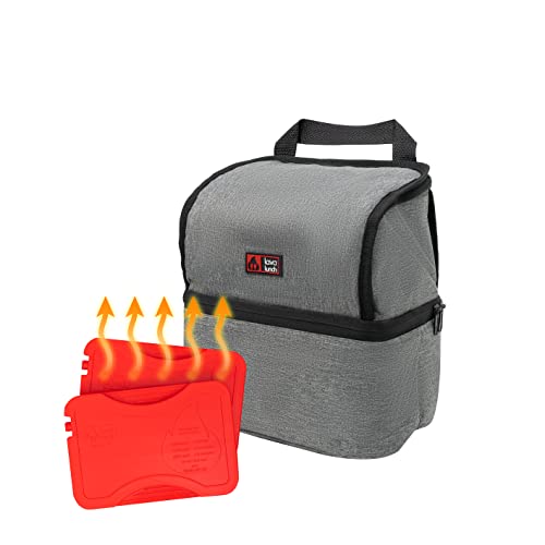 Lava Lunch™️ | Heated Lunch Box with Insulated Cold Compartment | Food Warmer Lunch Bag for Kids & Men & Women (Heather Grey)