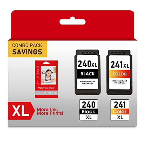 240 241 Ink Cartridge Combo Pack Compatible for Canon 240 241XL Ink Cartridge Replacement for Canon PIXMA TS5120 MG3620 MG2120 MG3120 MG4120 MG2220 MG3220 MG4220 MG3520 MX472 Printers (1Black 1Color)