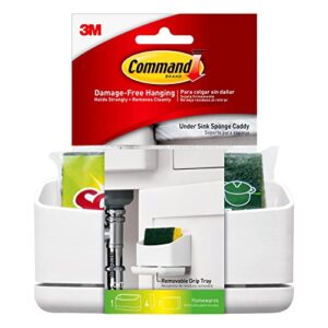 command under sink sponge caddy, white, 1-caddy, 4-strips, 2-pack, organize damage-free