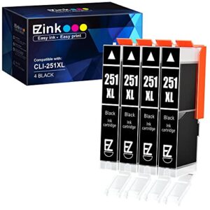 e-z ink (tm) compatible ink cartridge replacement for canon cli-251xl cli 251 xl to use with pixma mx922 mg5520 mg7120 mg6320 mg6620 mg5620 ix6820 ip8720 printer(black, 4 pack)