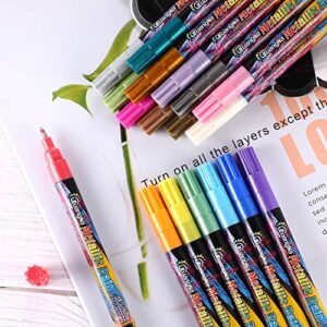 18 Colors Metallic Marker Pens, 0.7 mm Extra Fine Point Paint Pen, Metallic Painting Pens, Metallic Permanent Markers for Cards Writing Signature Lettering