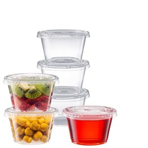 pantry value [100 sets – 4 oz.] cups with lids, small plastic condiment containers for sauce, salad dressings, ramekins, & portion control