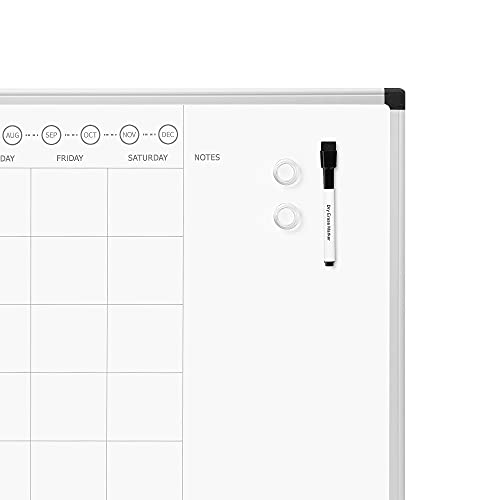 Amazon Basics Monthly Calendar Whiteboard Dry Erase and Cork Board, Silver Aluminium Frame, 24 x 36 Inches