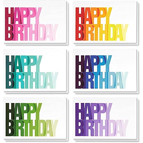 Best Paper Greetings 48 Pack Happy Birthday Cards Bulk Box Set with Envelopes, Blank Inside for Students, Work, Office (6 Designs, 4x6)